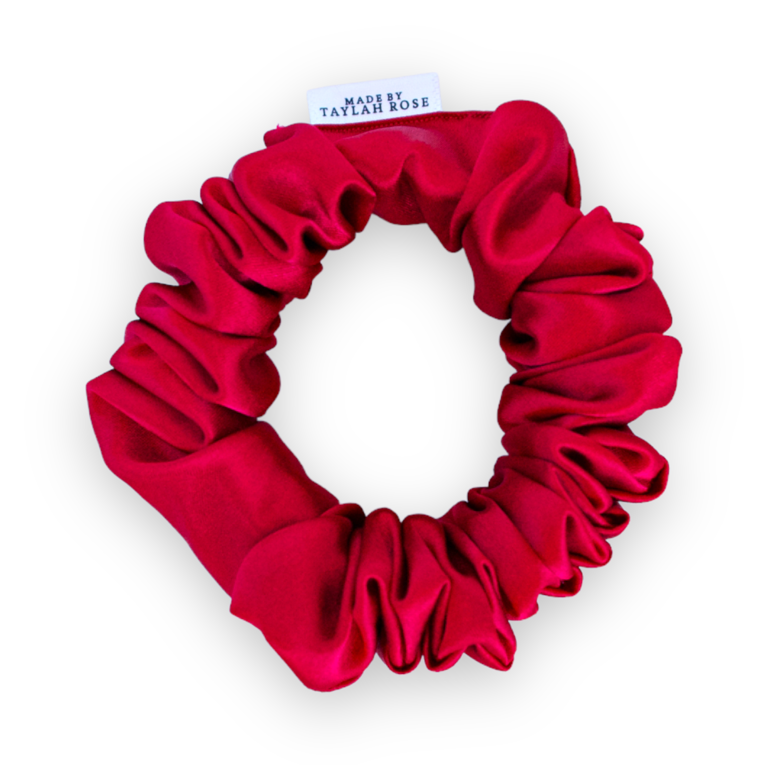 Red Satin Petite Handmade Hair Scrunchie - Skinny Plain Satin ...