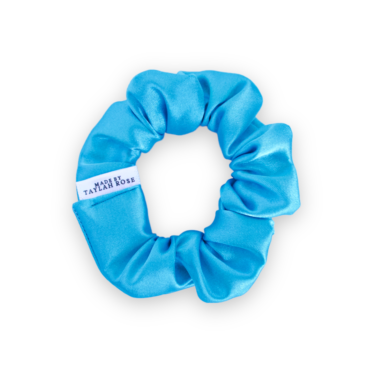 Turquoise Satin Mini Hair Scrunchie - Small Blue Plain Satin - Handmade ...