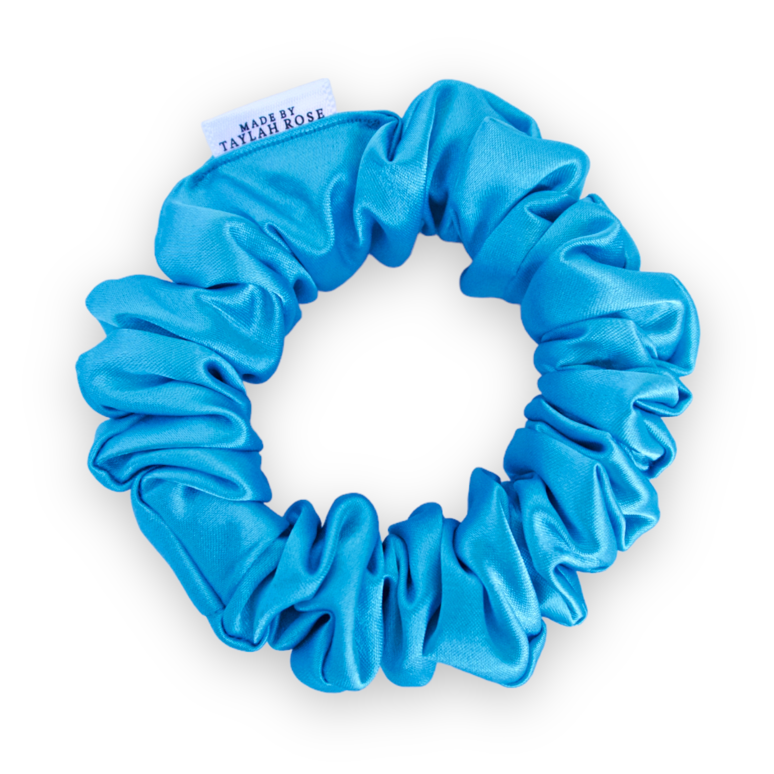Turquoise Petite Handmade Hair Scrunchie - Skinny Blue Plain Satin ...