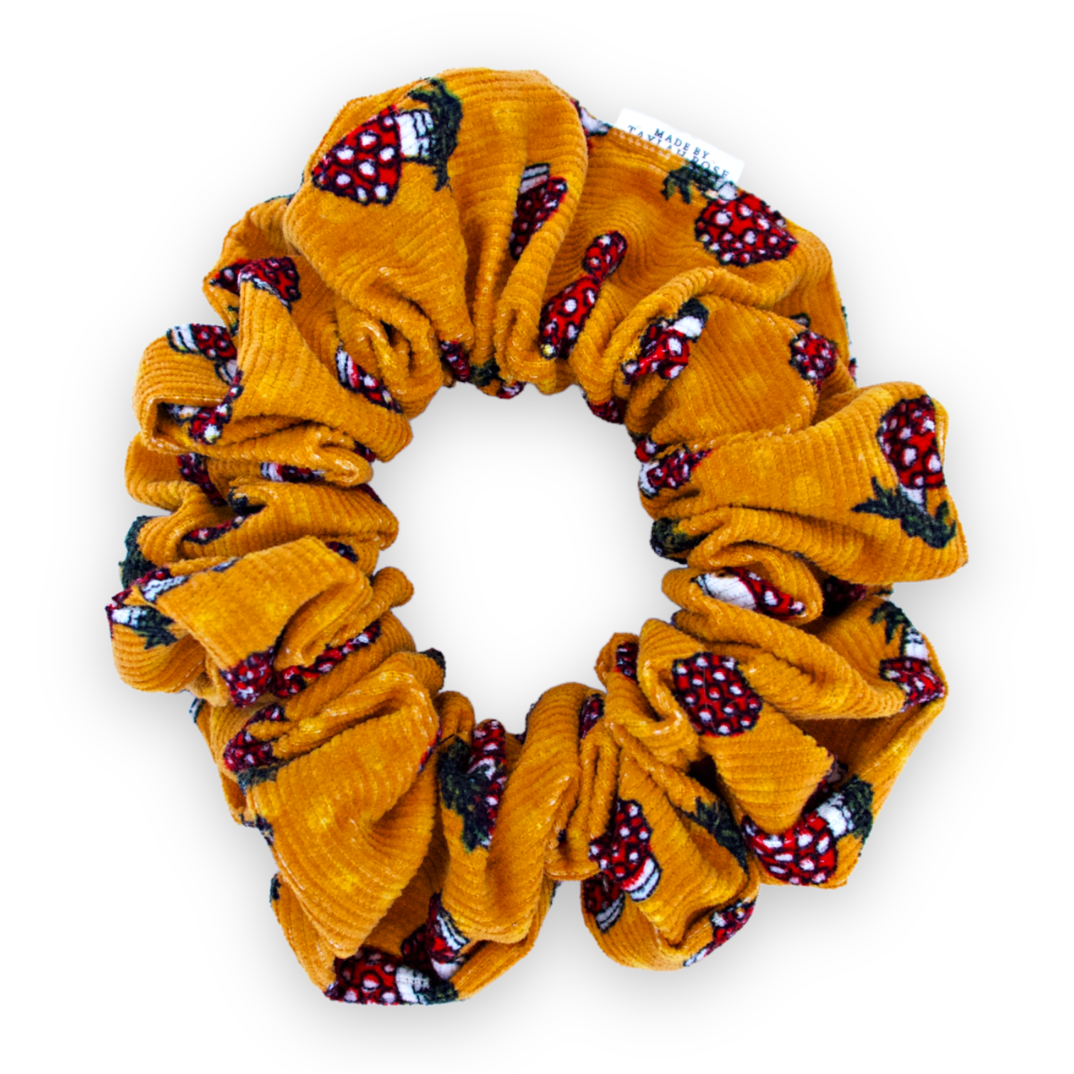Mushroom Hair Scrunchie - Orange and Red Mushroom Corduroy fabric ...